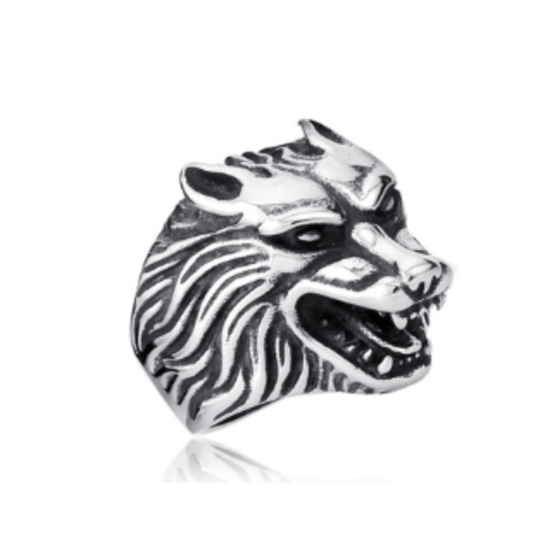 Anillo Cabeza Lobo Lider de la Manada – Chocante Bisutería